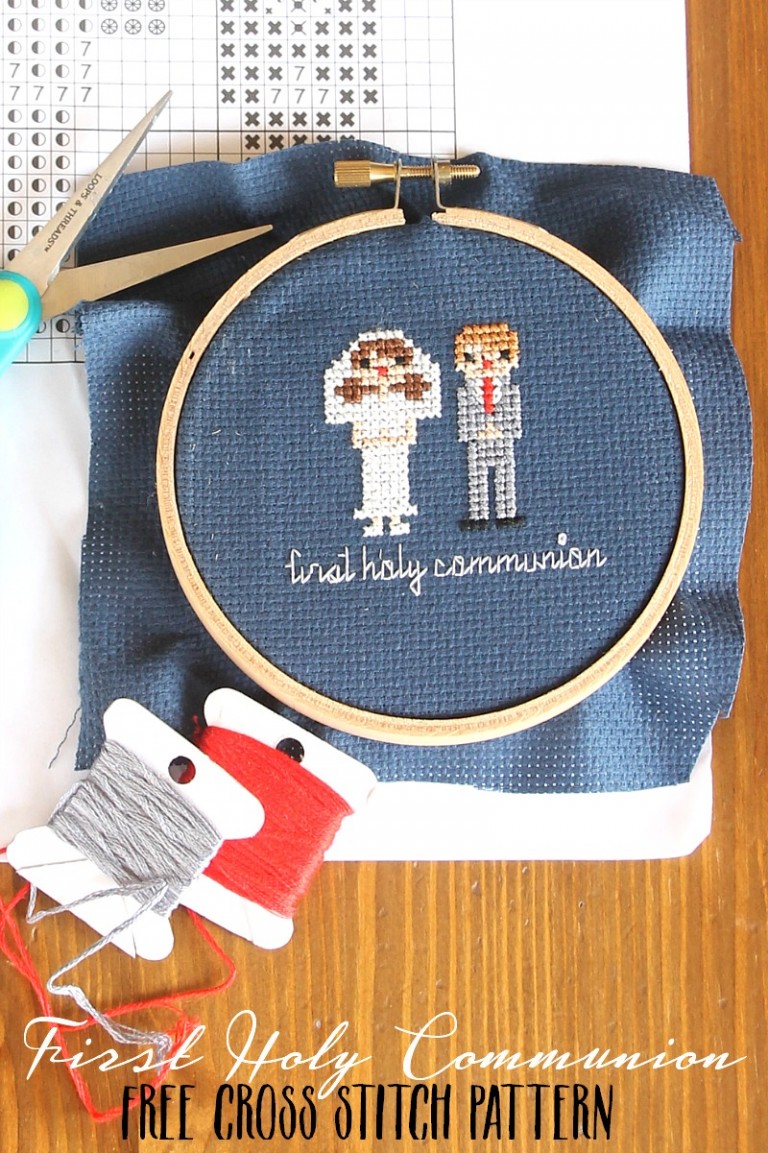 First Holy Communion Cross Stitch Pattern | Catholic Sprouts