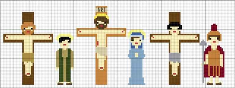 Crucifixion Craft: Cross Stitch and Perler Bead Pattern | Catholic Sprouts