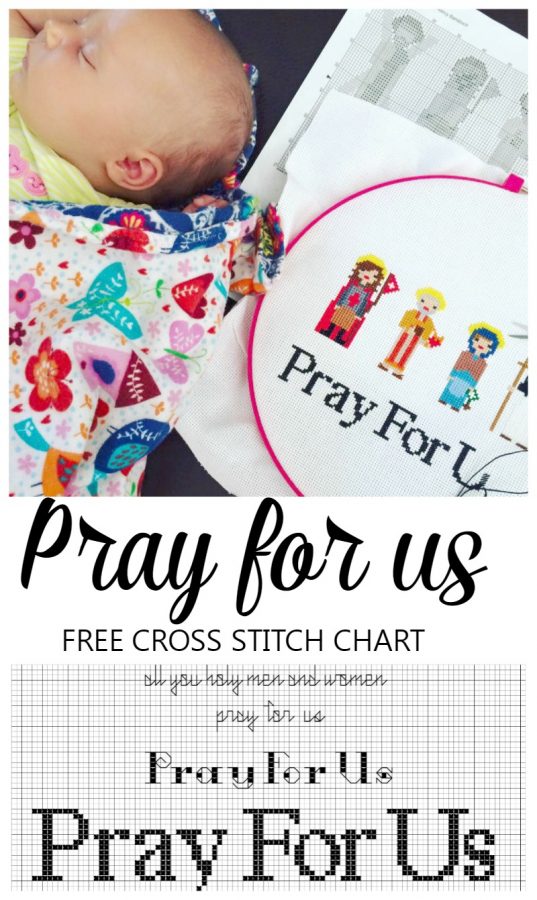 Pray for Us Free Cross Stitch Pattern | Catholic Sprouts