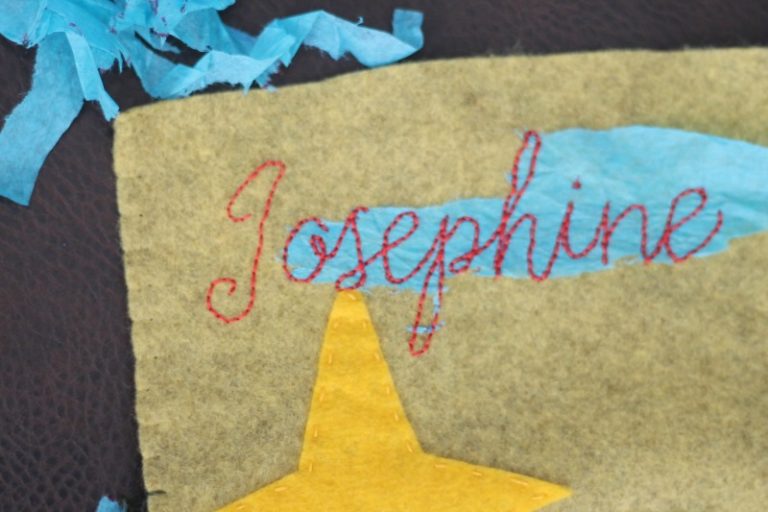 How to Embroider a Name on a Stocking | Catholic Sprouts