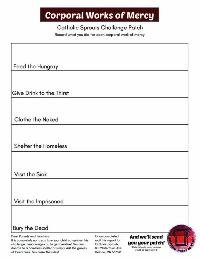 Cor Work of Mercy | Catholic Sprouts