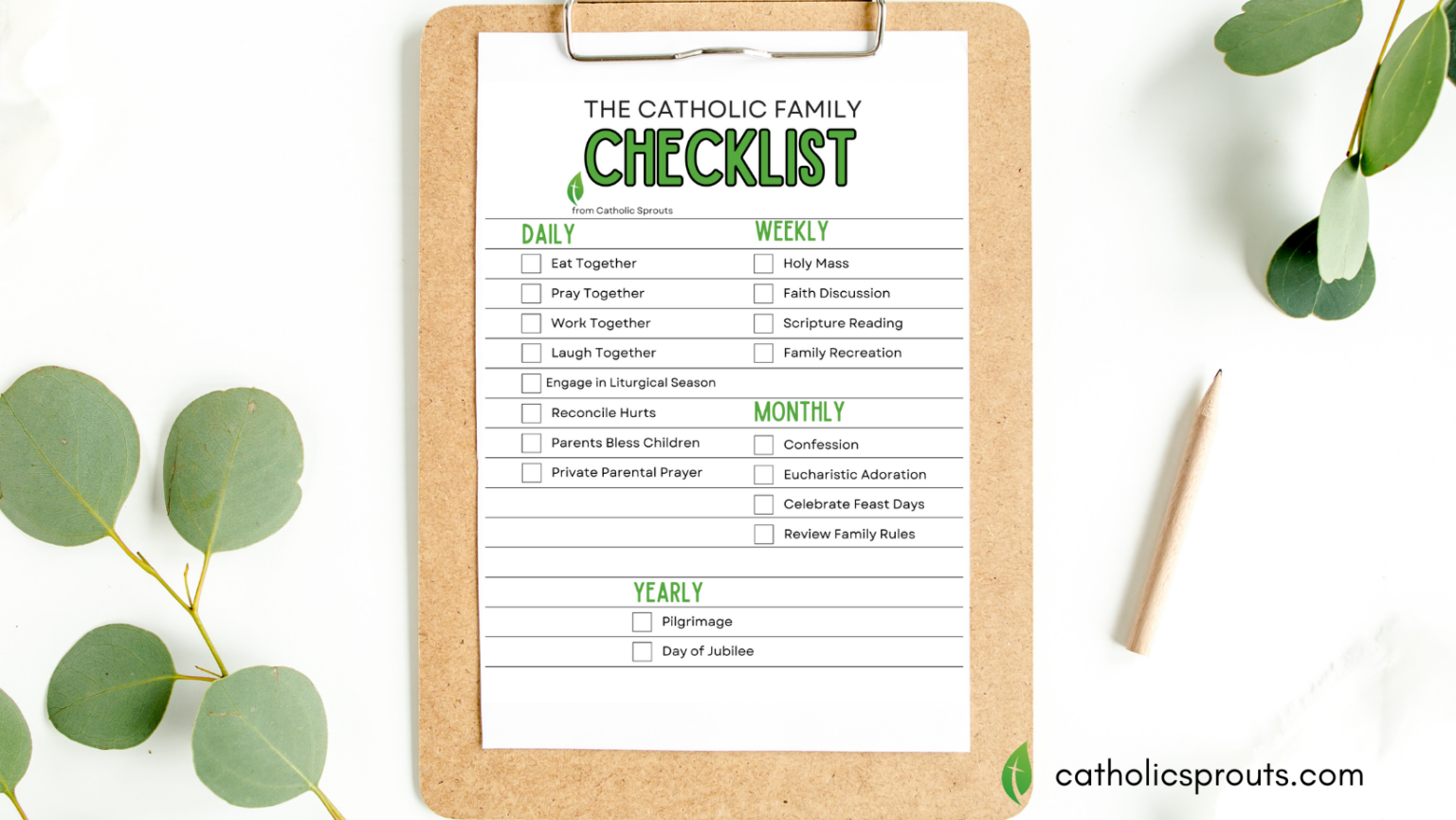 The Catholic Family Checklist | Catholic Sprouts